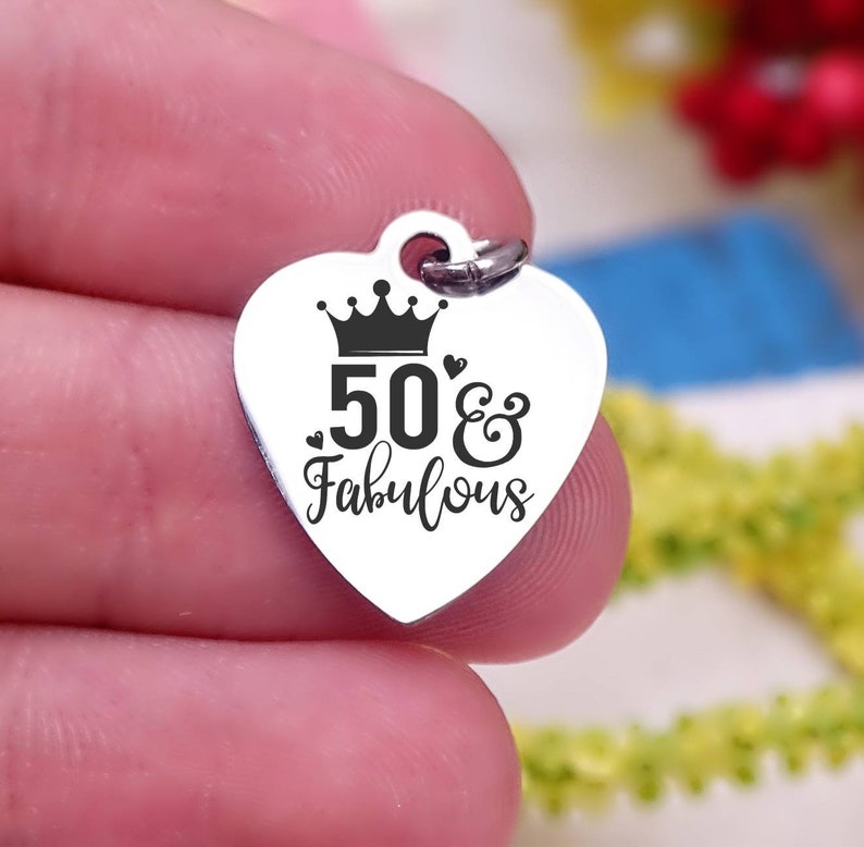 50 and Fabulous 50th Birthday 50 and Fab Charm Steel Charm - Etsy