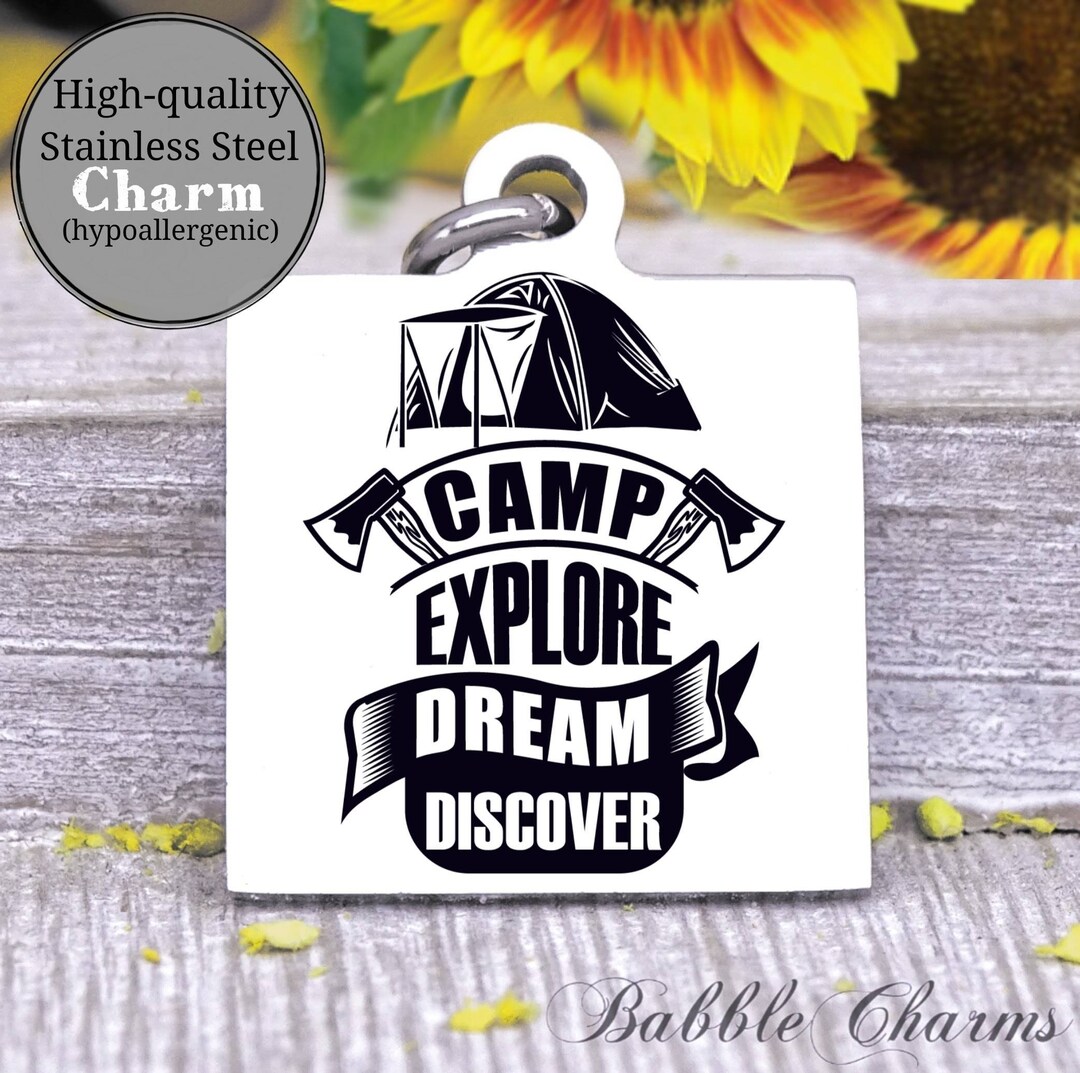 Camping Charm, Explore Charm, Adventure Charm, Steel Charm 20mm Very ...