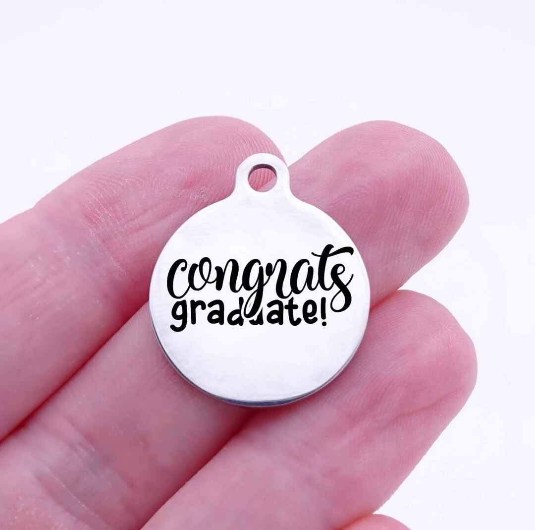 Congrats Graduate, Graduation, Graduation Charm, Stainless Steel Charm ...