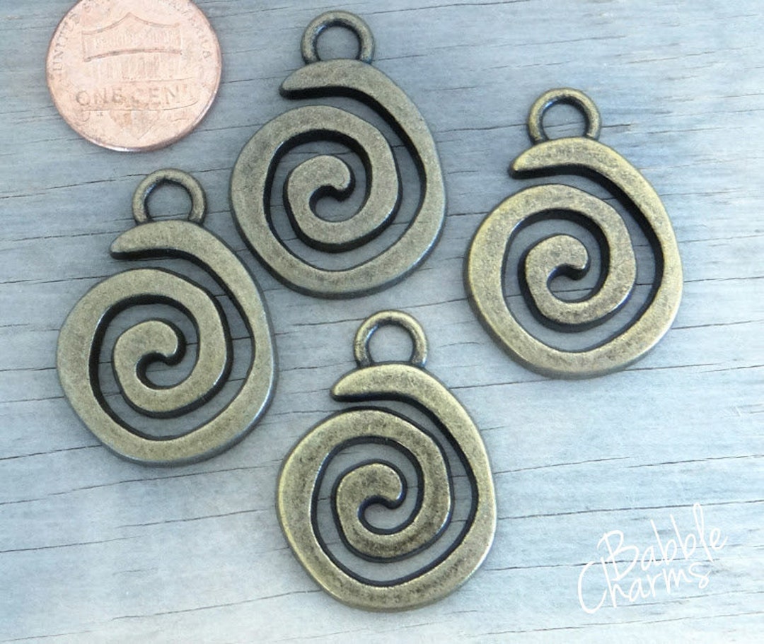12 Pc Spiral Charm Swirl Swirl Charm Bronze Charm. Alloy - Etsy