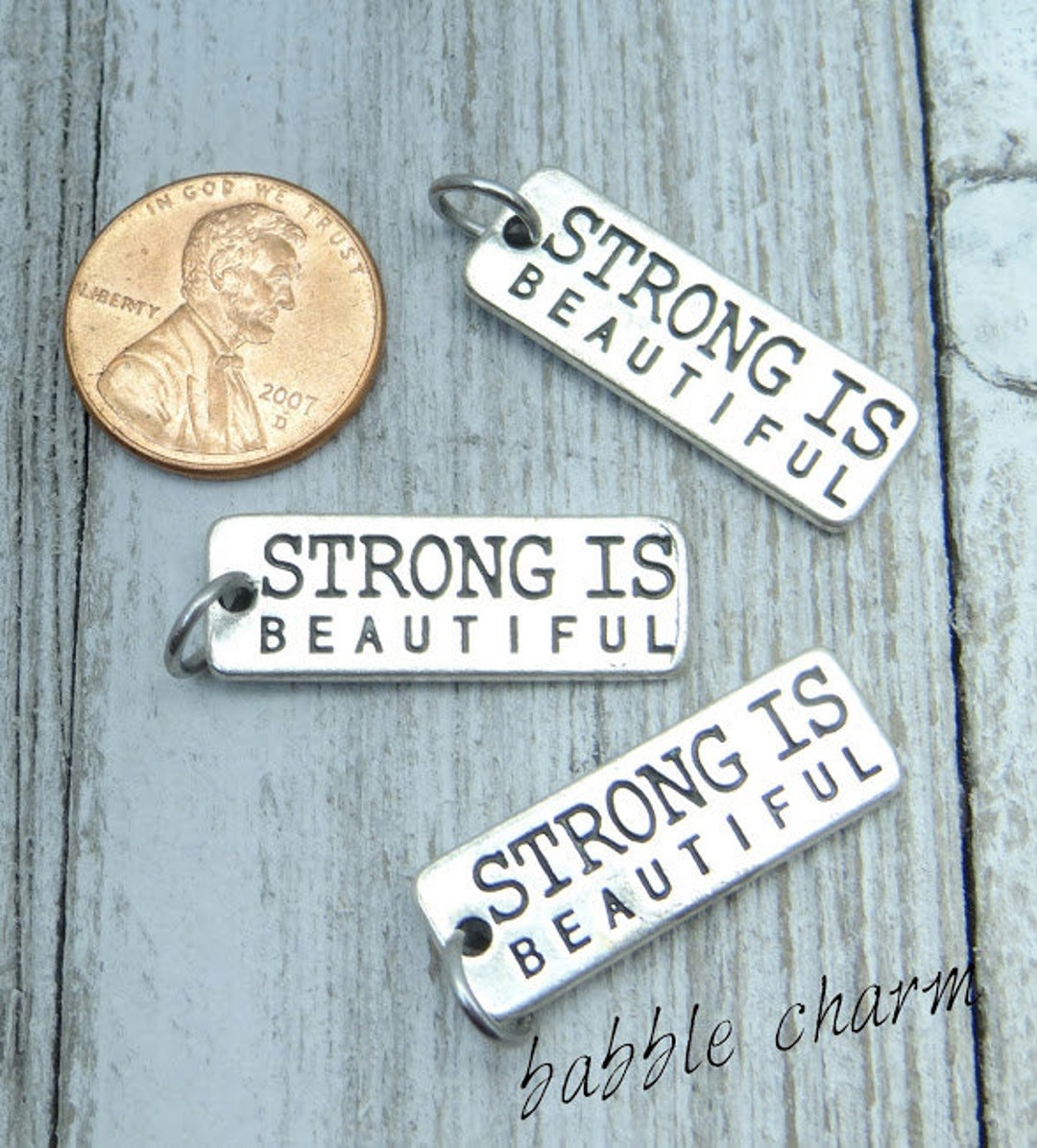12 Pc Strong is Beautiful Charm Strength Charms. Alloy Charm - Etsy