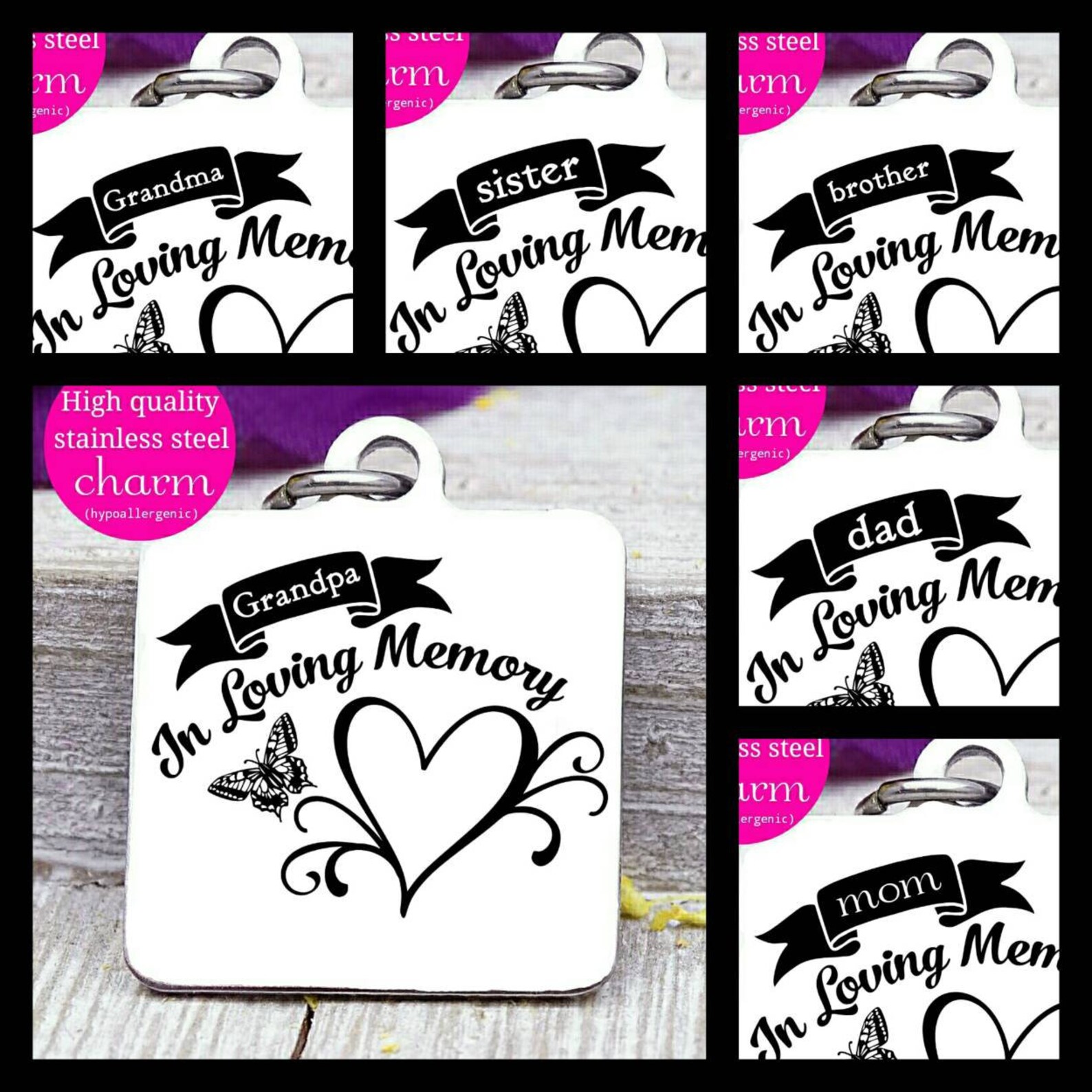 In Loving Memory Memorial Memorial Charm Flower Steel | Etsy