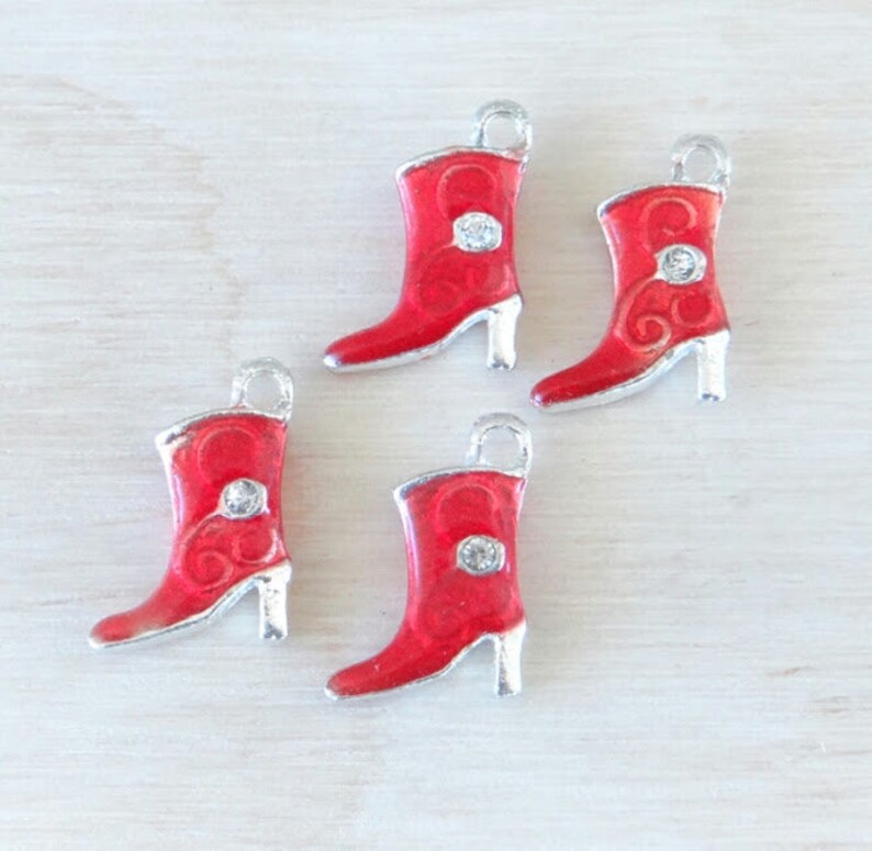 12 Pc Cowboy Boot Charm Red Cowboy Boot Cowgirl Boot Charm - Etsy