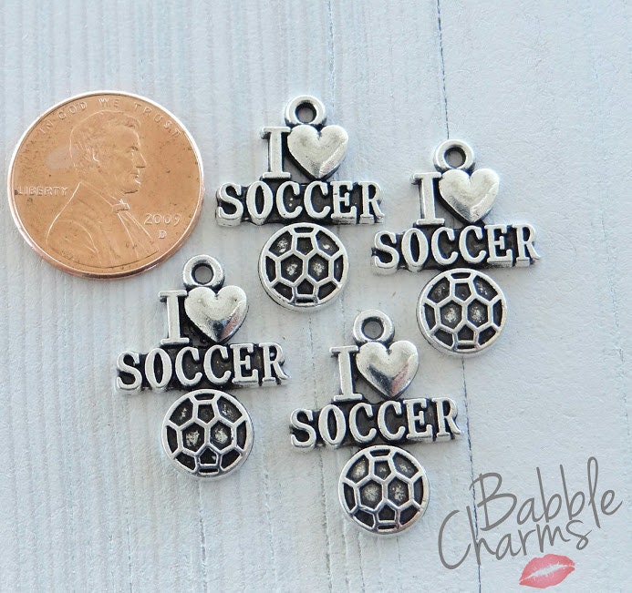 12 pc I love Soccer charm soccer sports charm Charms | Etsy