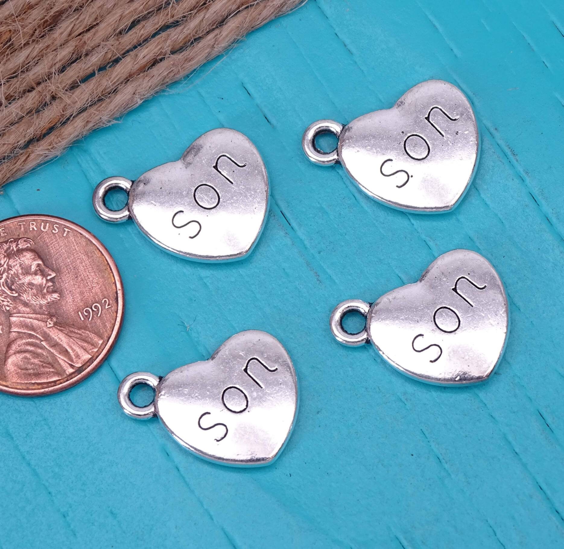 12 Pc Son Son Charm Heart Charm Mom Heart Charm Heart - Etsy