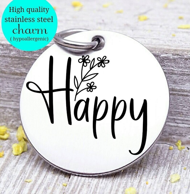 Happy Happy Charm Be Happy Charms Steel Charm 20mm Very - Etsy