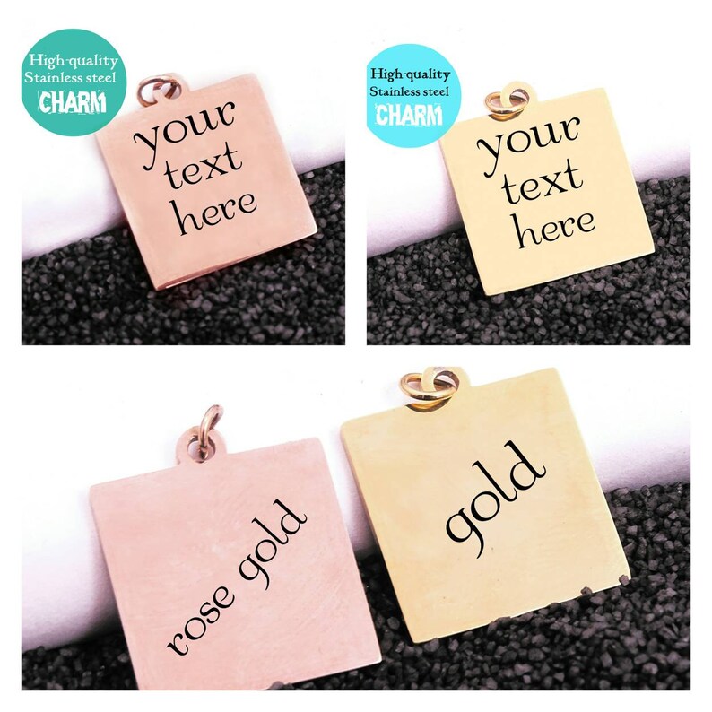 Personalized Stainless Steel Charm Gold Gold Personalized | Etsy