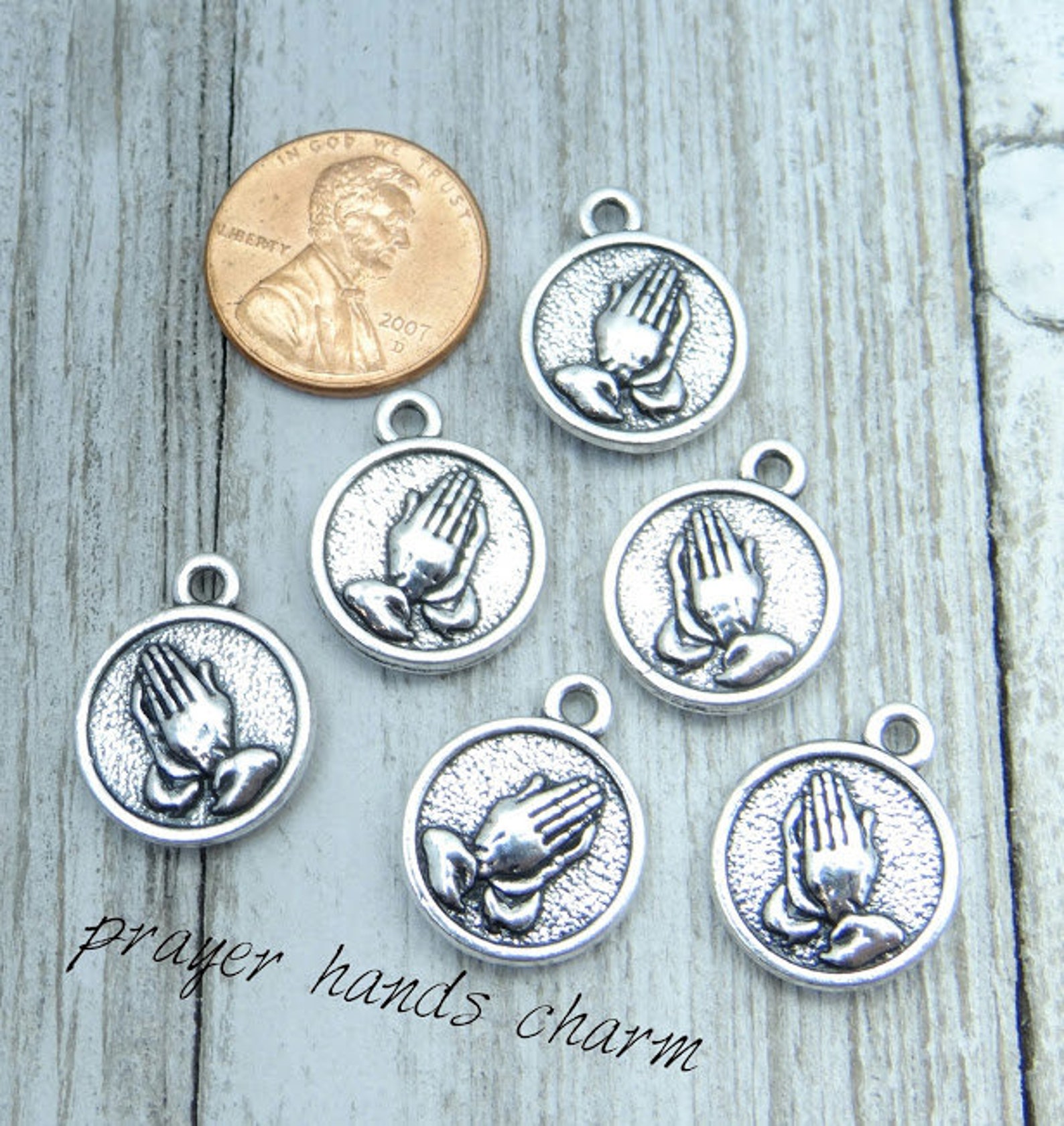Praying hands charm prayer charms. Alloy charm very high | Etsy