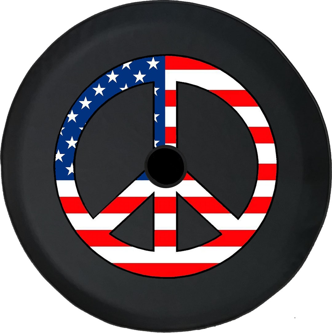 American Flag Peace Sign Tire Cover Fits Wrangler, Rubicon, Camper, and ...