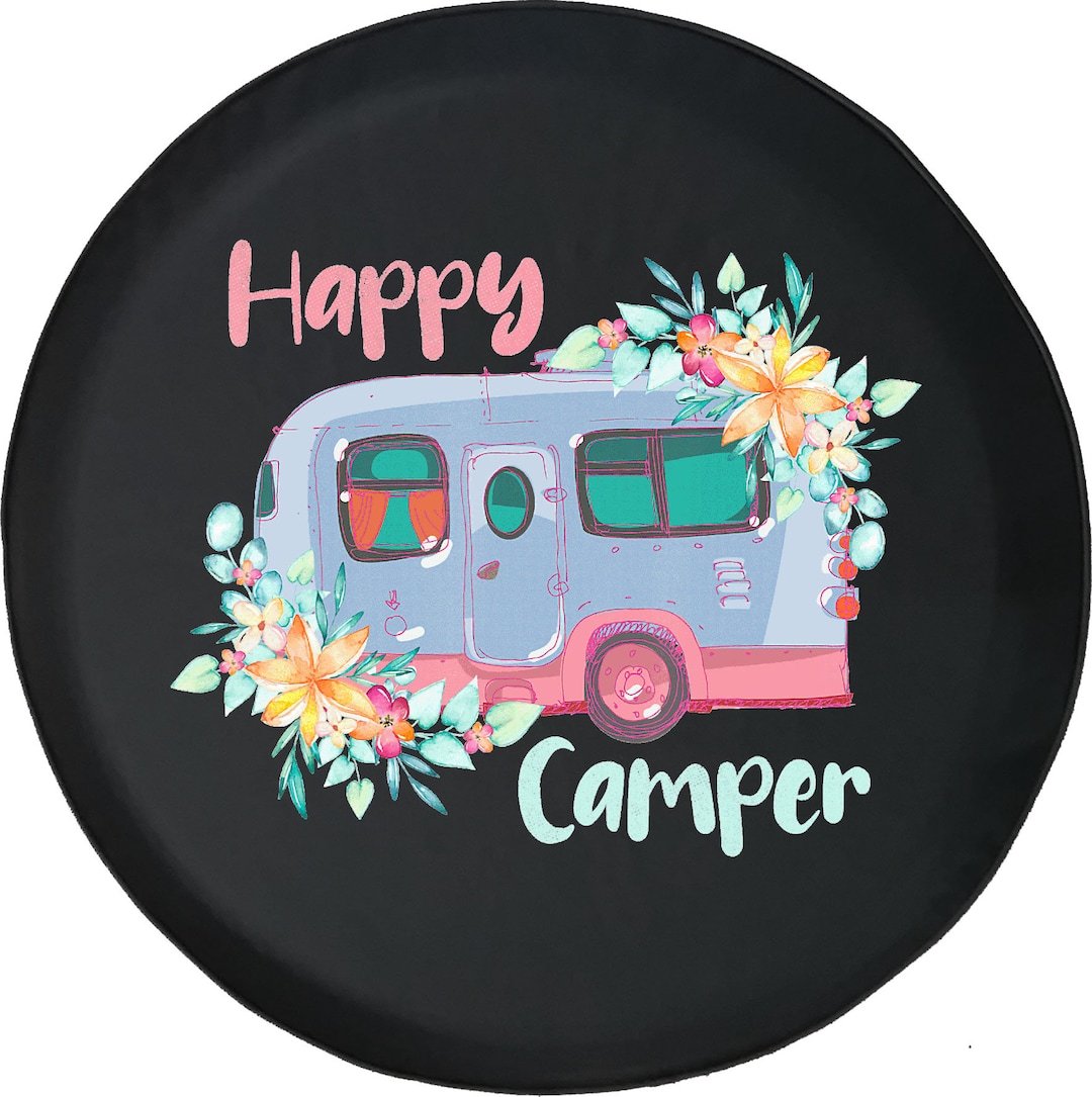 Cute Camper Flowers Camping RV Adventure Tire Cover Fits Jeep Wrangler ...