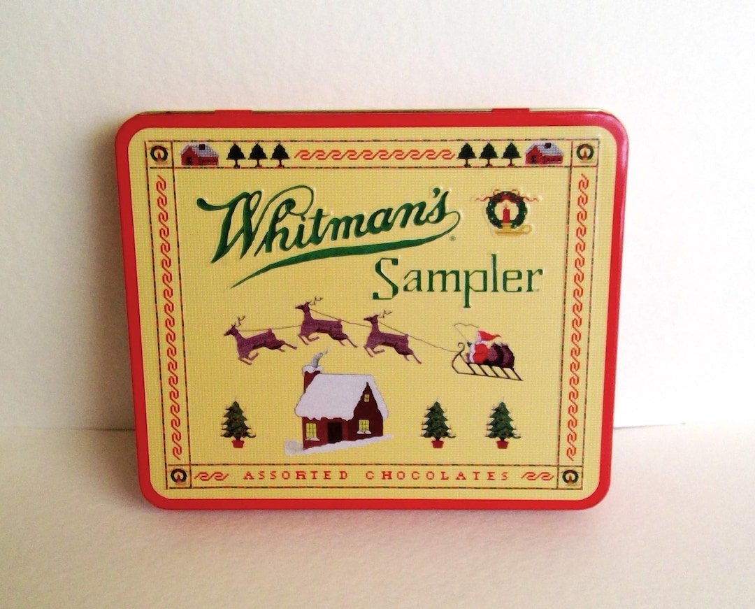 Whitman's Sampler. Vintage Holiday Sampler Empty Tin. Hinged Lid, Retro ...