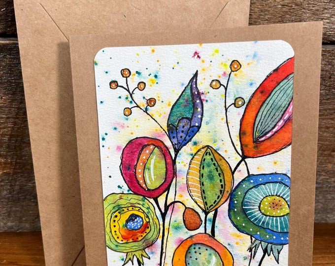 Greeting Cards, Watercolor, Pen and Ink, Abstract, Blank Inside - Etsy