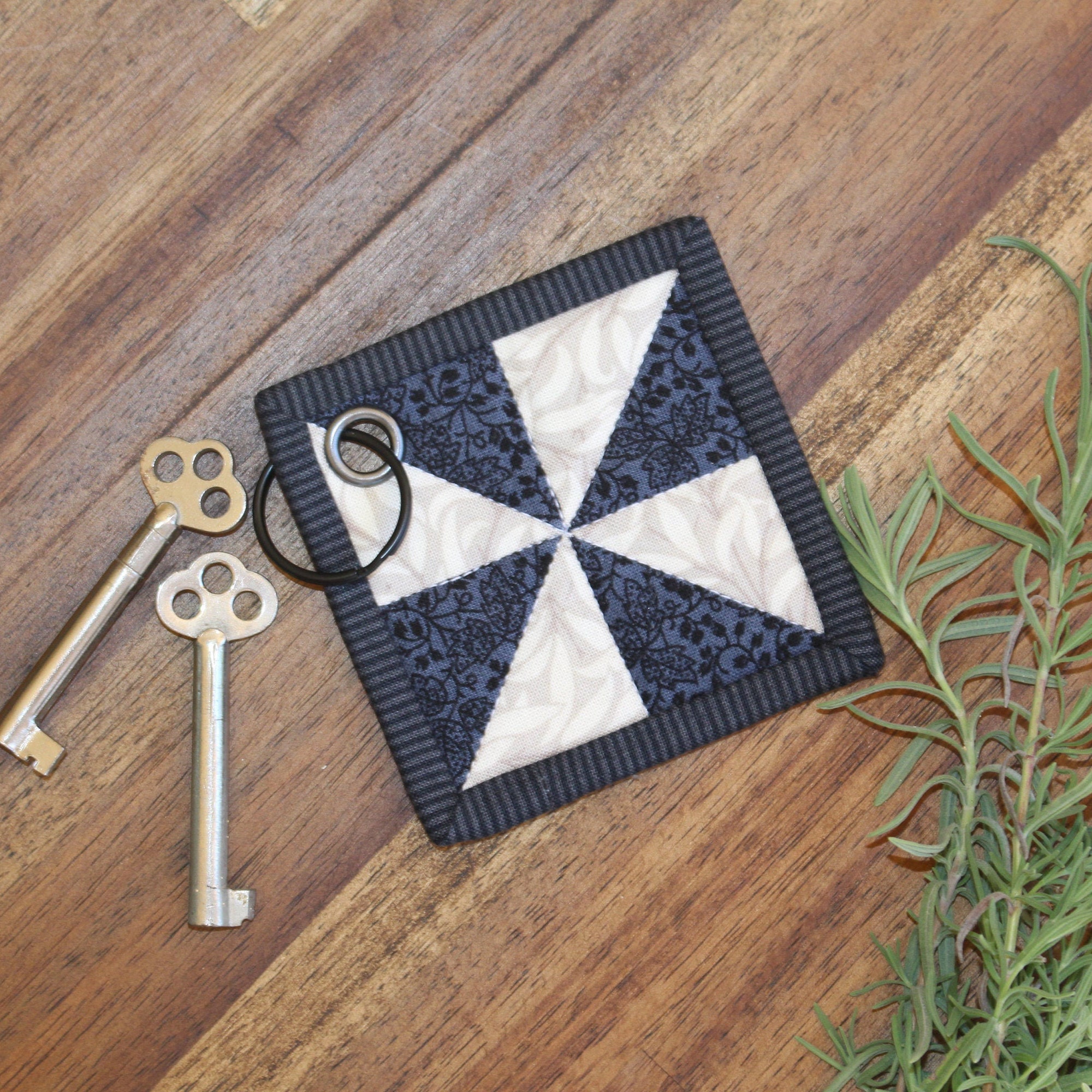 Key Ring/keyring/patchwork/key Fob/keyfob/fabric Key Ring/quilted ...