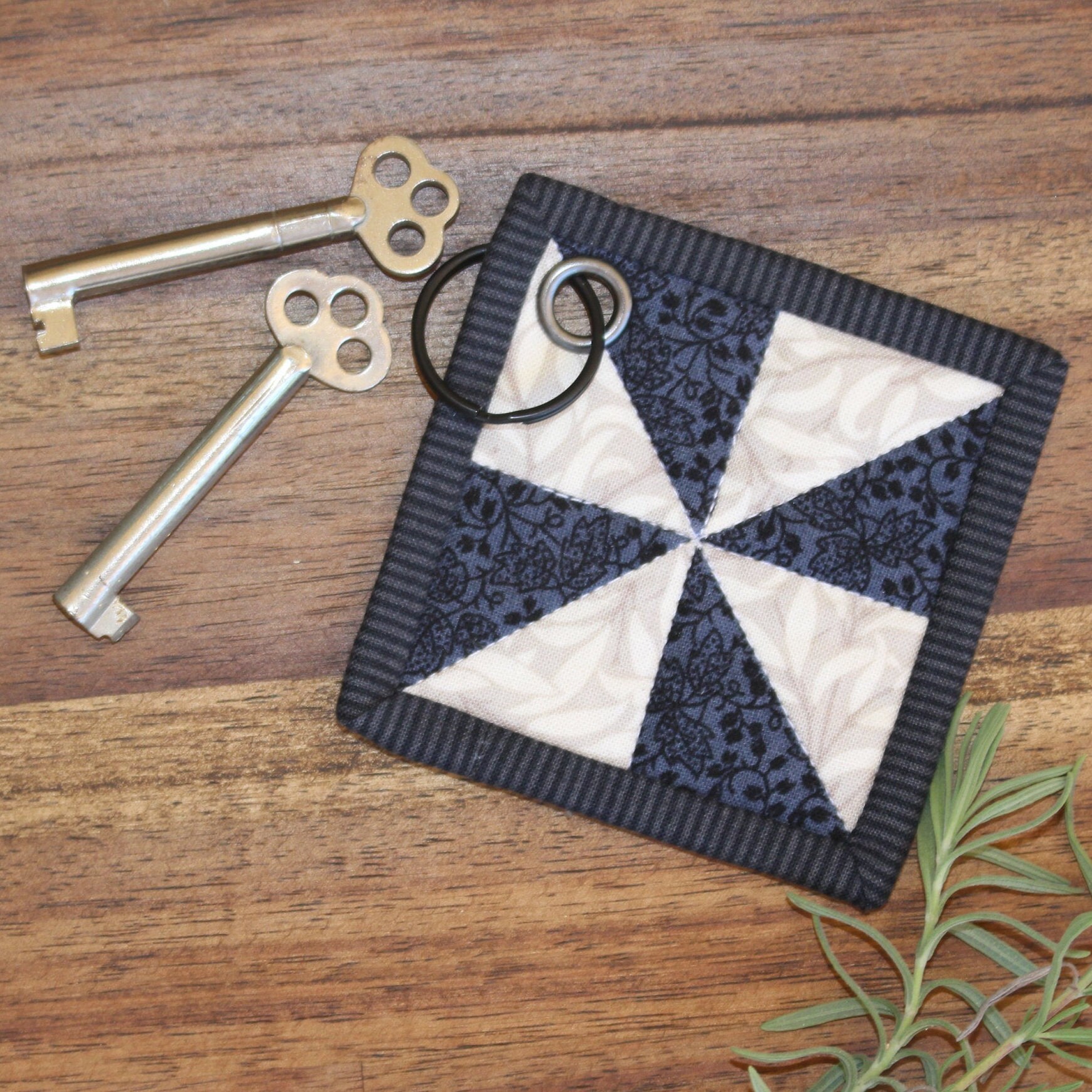 Key Ring/keyring/patchwork/key Fob/keyfob/fabric Key Ring/quilted ...