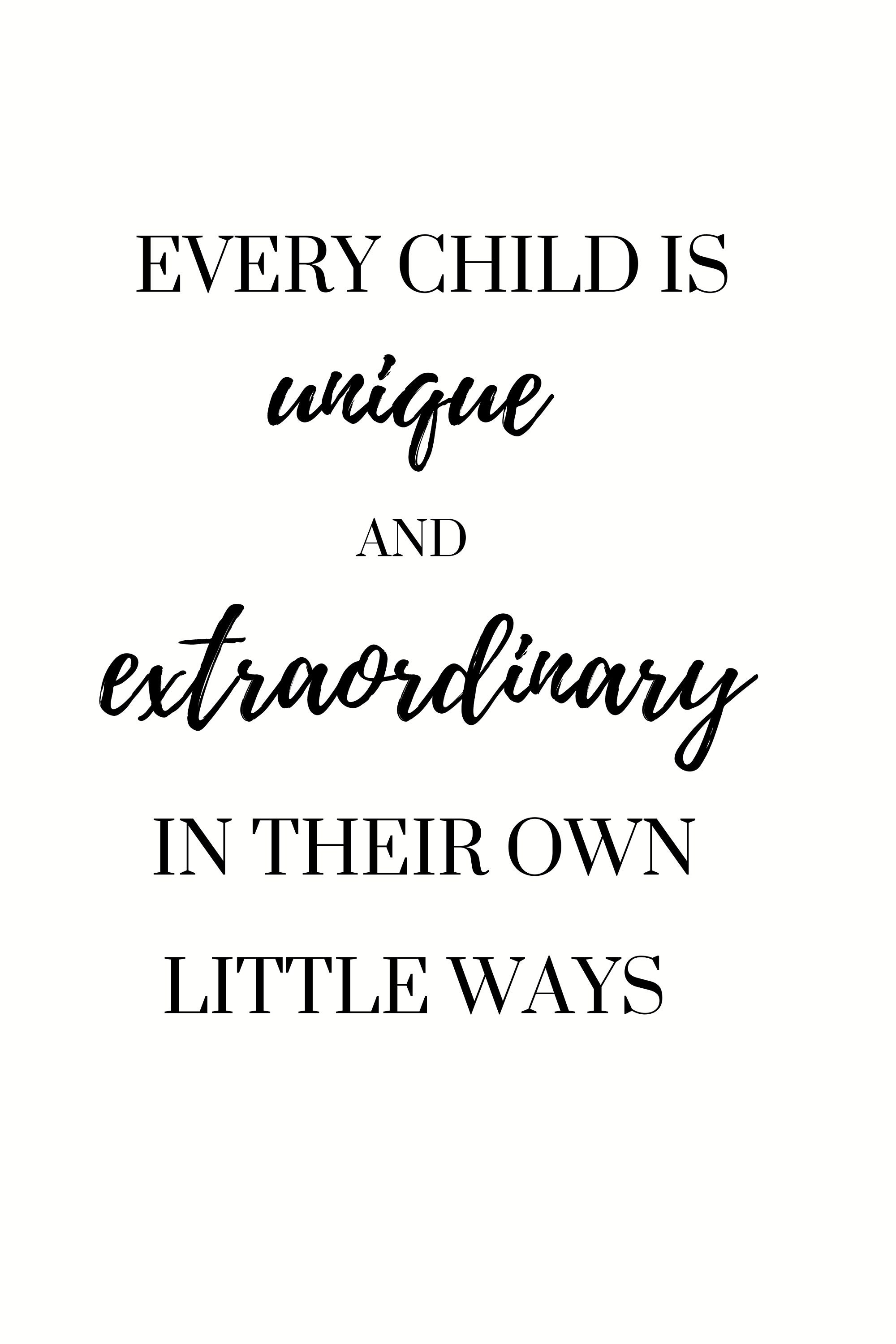 Every Child is Unique Quote, Printable Wall Art, Inspirational Quote ...