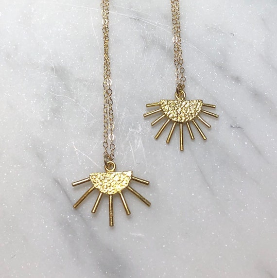 Sunbeam Pendant Necklace 14k Gold Filled Chain Gold | Etsy