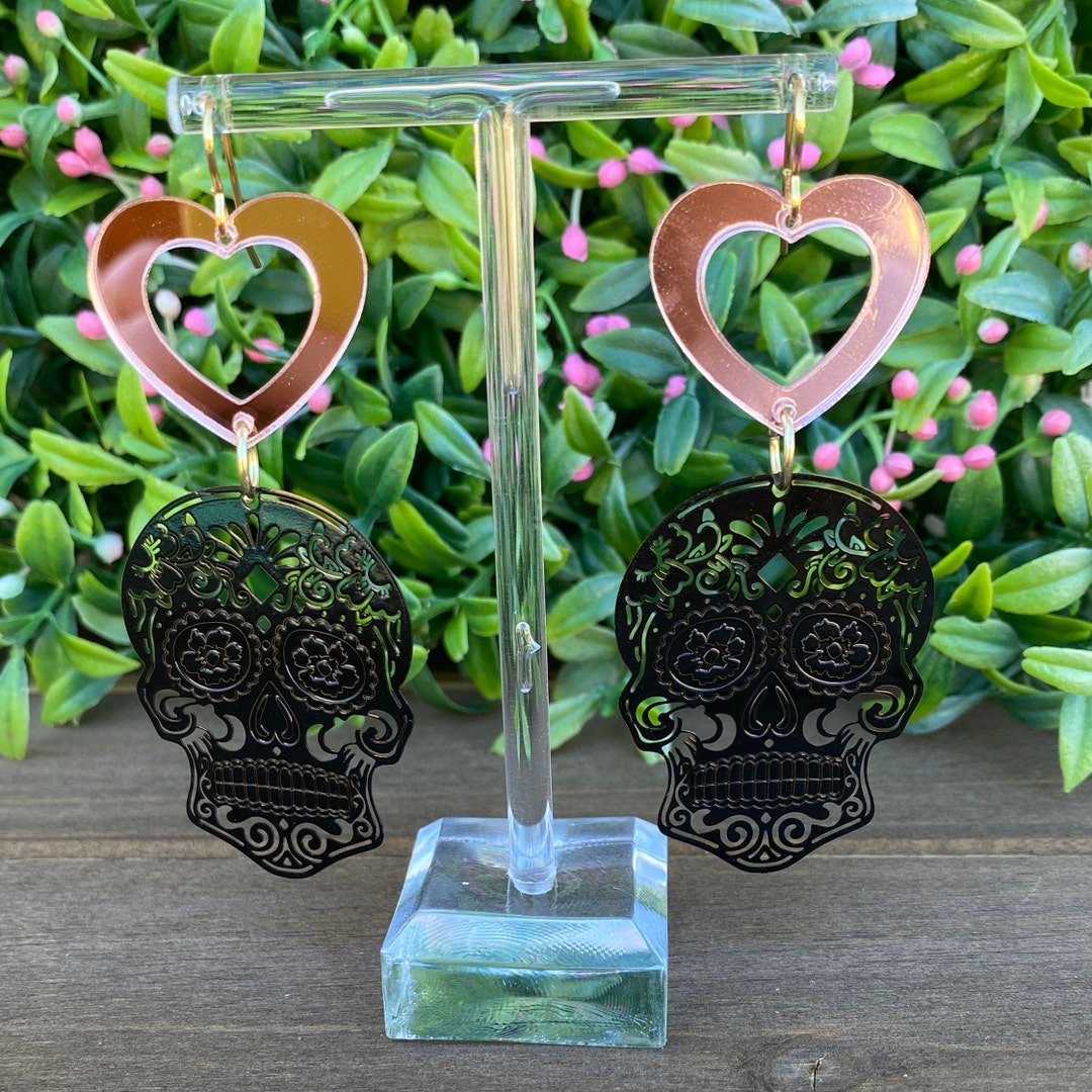 Sugar Skull Earrings, Day of the Dead Earrings, Calavera Earrings ...