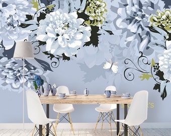 Floral wall mural | Etsy