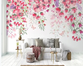 Floral wall mural | Etsy