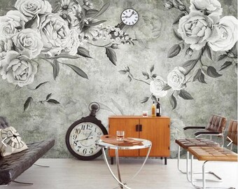Floral wall mural | Etsy