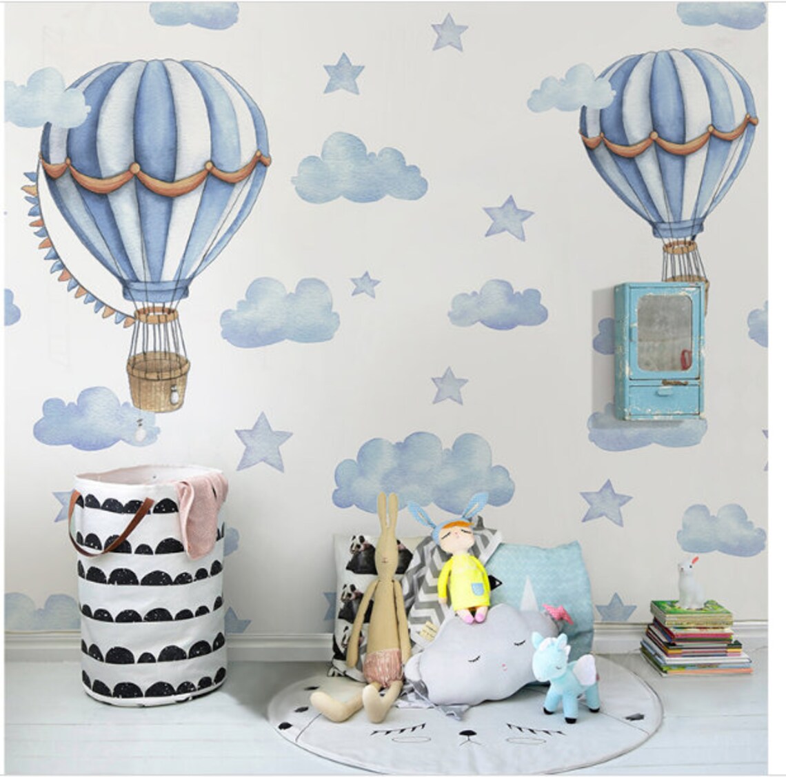 Blue Sky Blue Clouds Kids Nursery Clouds Wallpaper Wall Mural - Etsy