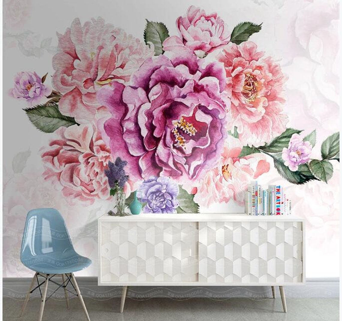 Giant Peony Flowers Floral Wallpaper Wall Mural Beautiful Big - Etsy