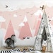 Pink Triangle Mountains With Clouds Nursery Wallpaper Wall - Etsy