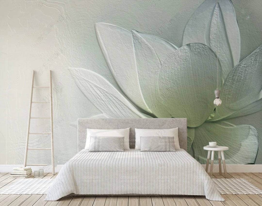 Lotus Flower Wall Mural: Gypsum Floral Wallpaper - Etsy