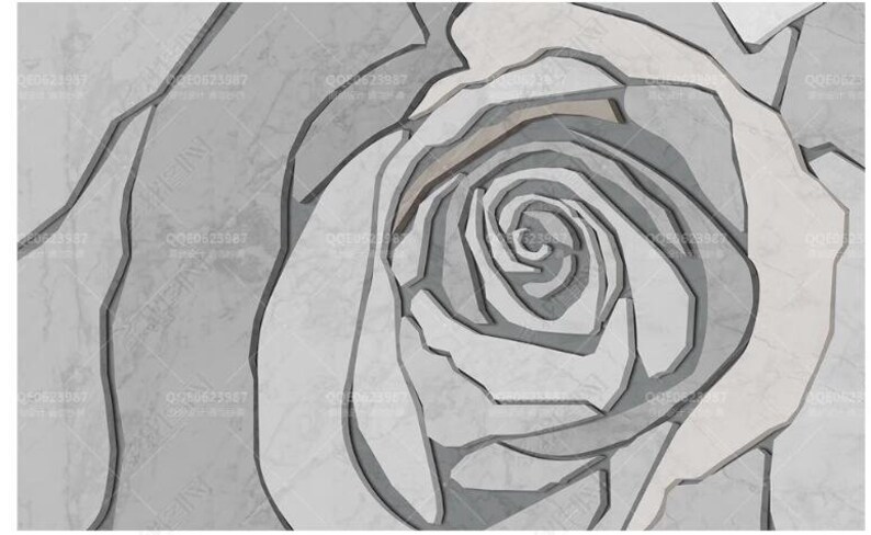 Grey Background Rose Floral Wallpaper Wall Mural One Giant - Etsy