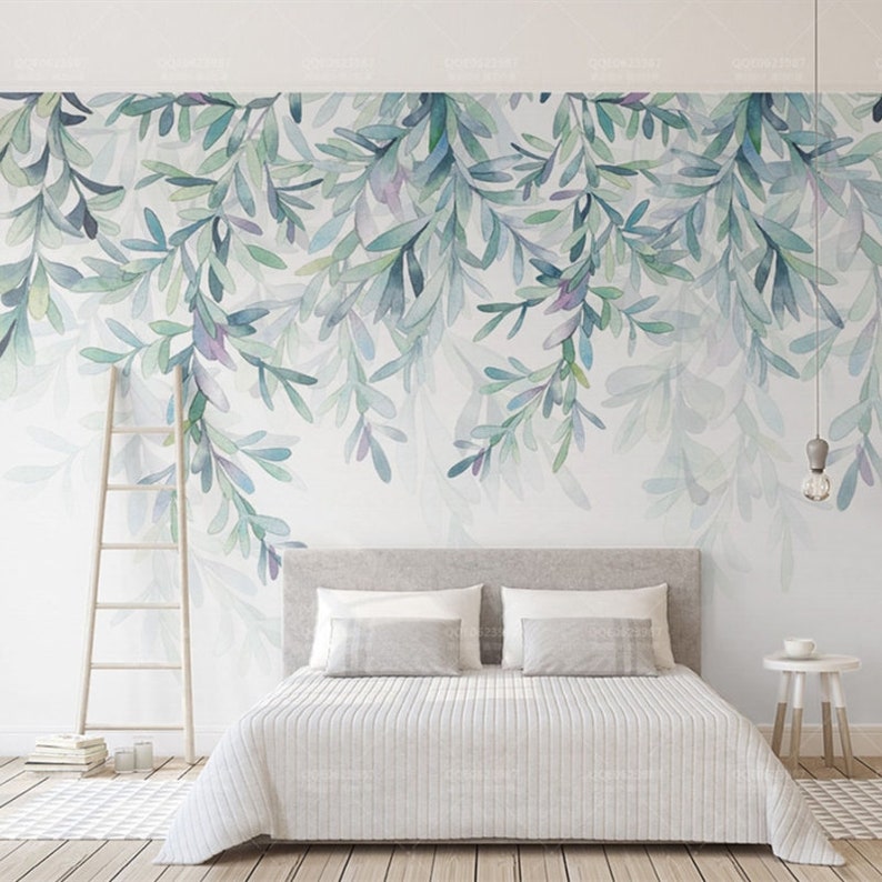 Hanging Tree Leaves Wallpaper Wall Stickers Fresh Spring - Etsy UK