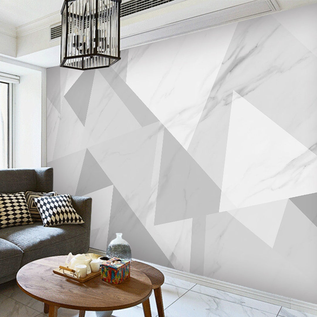 Light Gray Geometric Geometry Wallpaper Wall Mural Wall Decor - Etsy