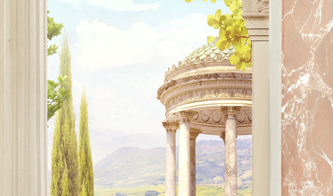 3D Beautiful Roman Column with Outside View Wallpaper Wall | Etsy