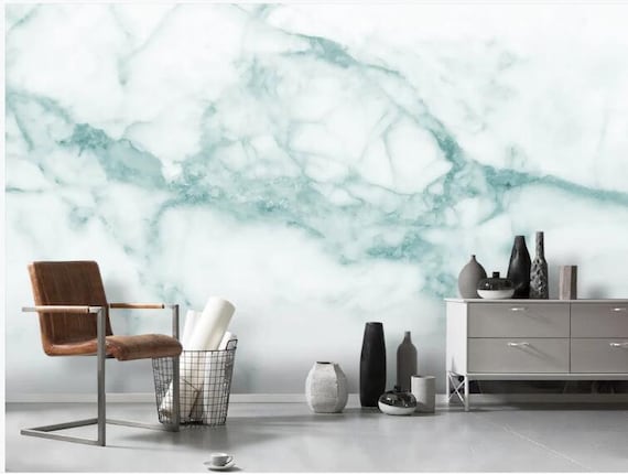 Beautiful Light Mint Abstract Marble Wallpaper Wall Mural | Etsy