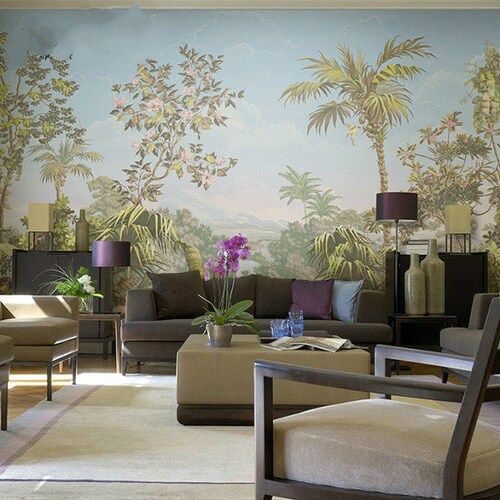 Retro Reminiscent Tropical Rainforest Wallpaper Wall Mural - Etsy