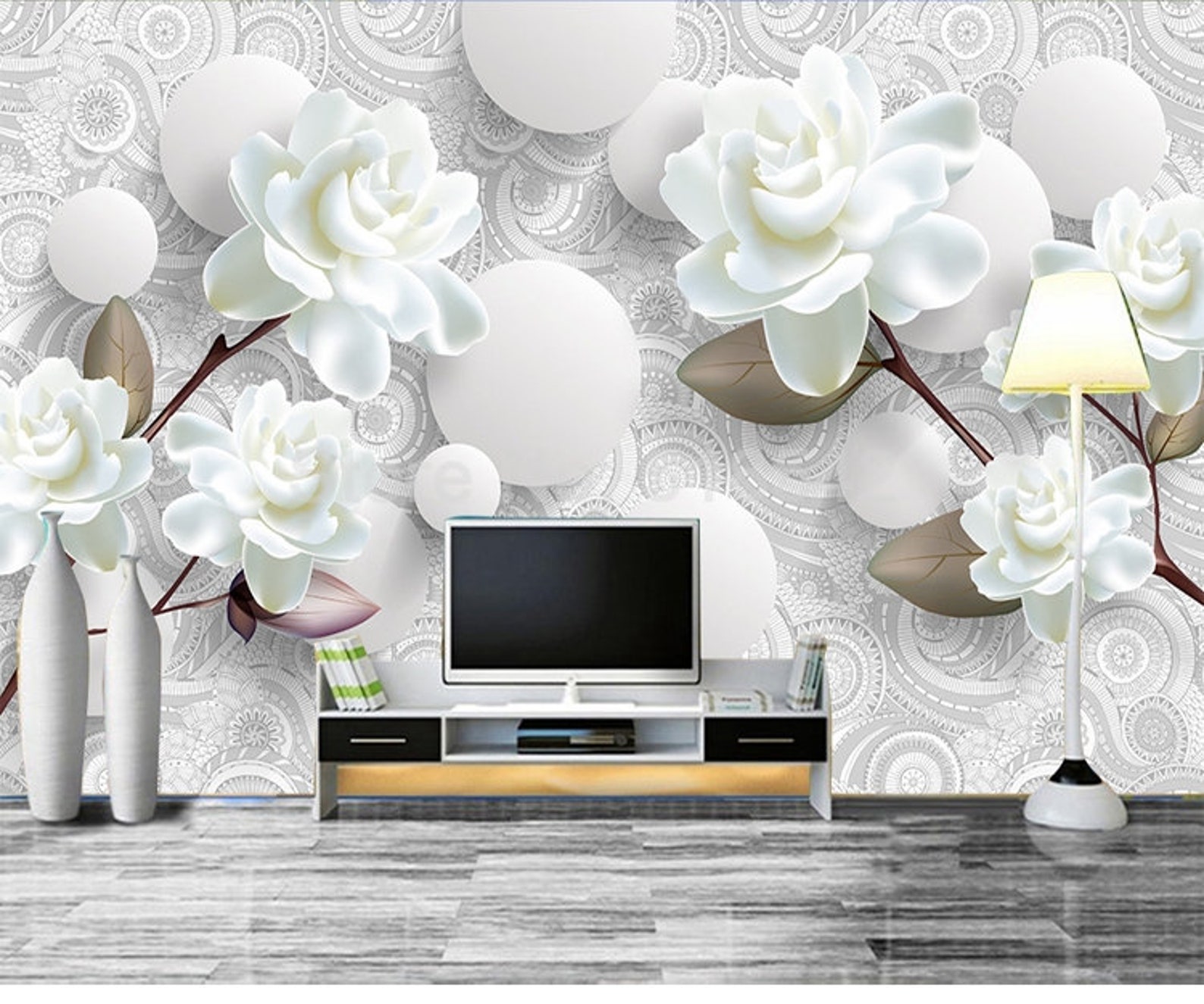 European Style 3D Stereoscopic Relief Flower Circle Ball | Etsy