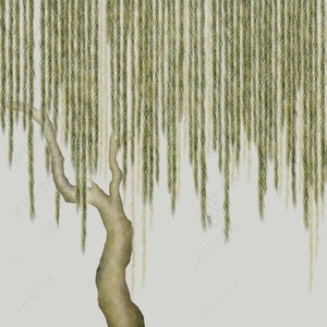 Art Huge Willow Wallpaper Wall Mural, Watercolor Willow Tree Wall Mural ...