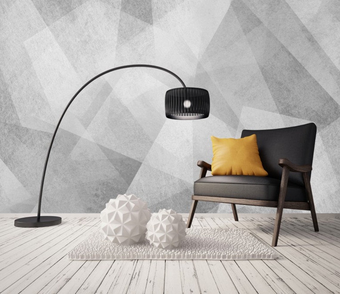 Industrial Style Nordic Fresco Grey Wallpaper Geometric - Etsy UK