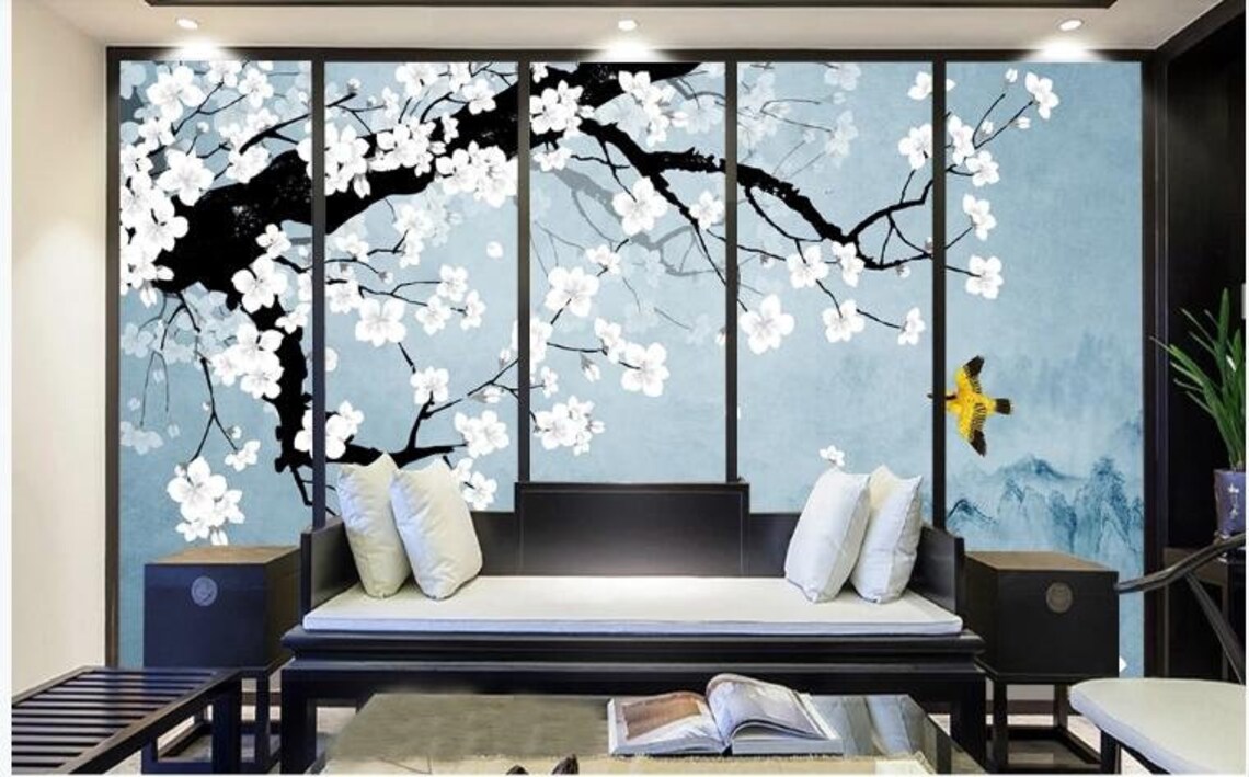 One Large Cherry Tree Chinoiserie Wallpaper Wall Murals - Etsy