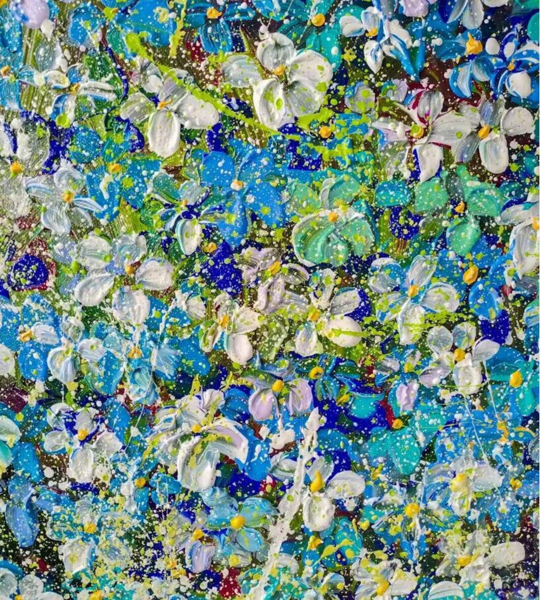 Garden Dream 100% Handmade Green Flowers Painting Flowers - Etsy