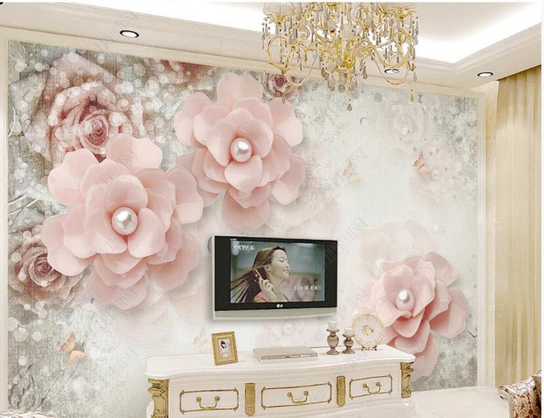 3D Pink Roses Floral Wallpaper Wall Mural Beautiful Roses - Etsy