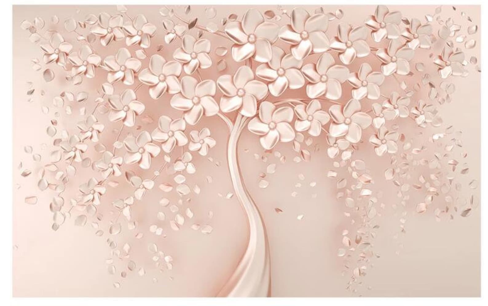 3D Embossed Pink Flowers Tree Wallpaper Wall Mural Creative Unique ...