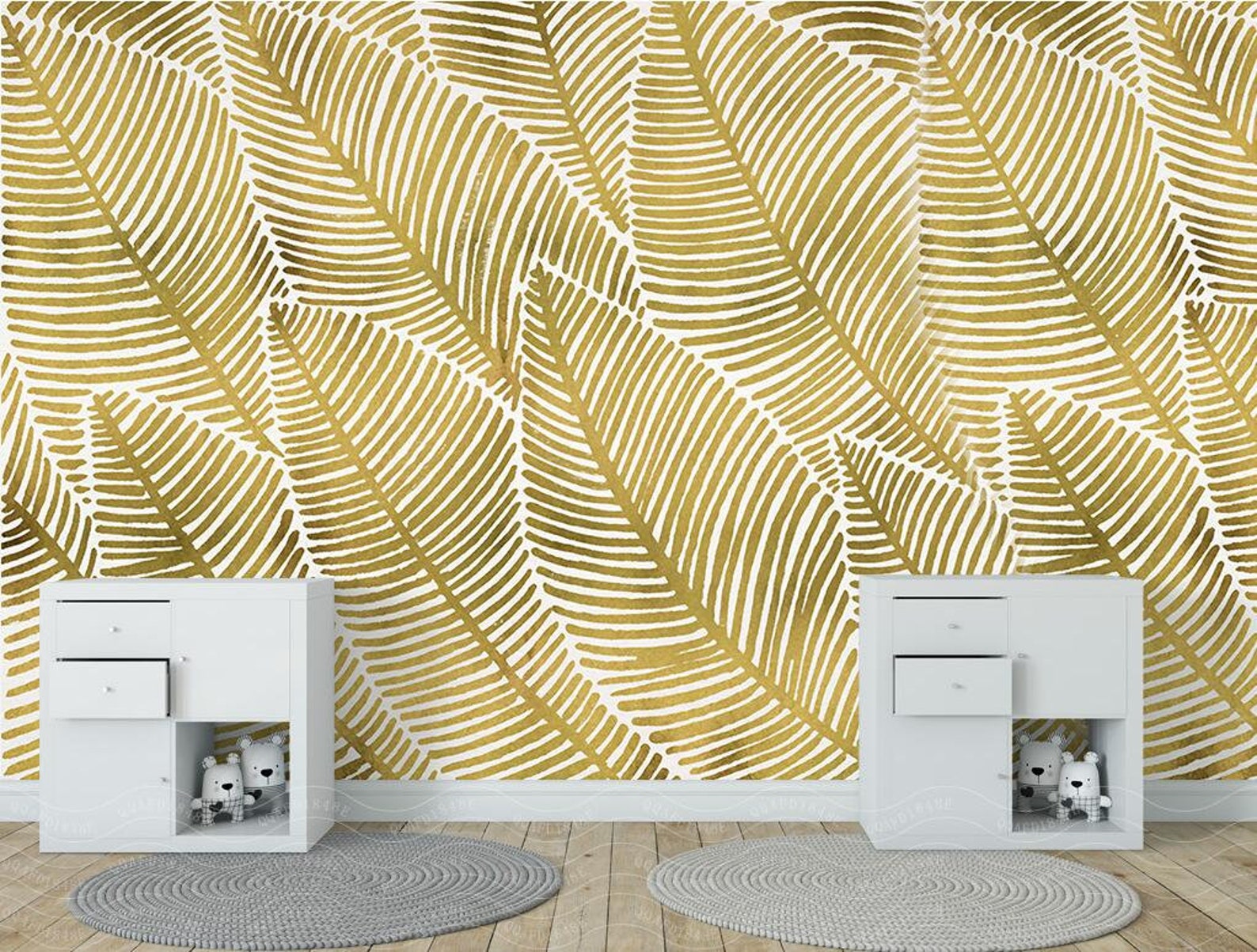 Yellow Palm Leaves Wallpaper Wall Mural Palm Leaves Wall - Etsy