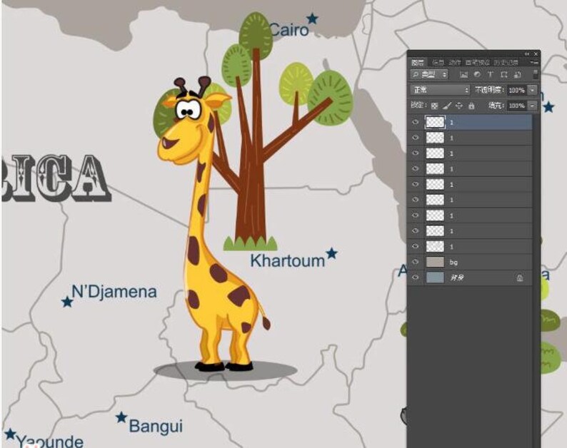 Blue/grey Backgroud World Map Nursery Wallpaper Wall Mural | Etsy