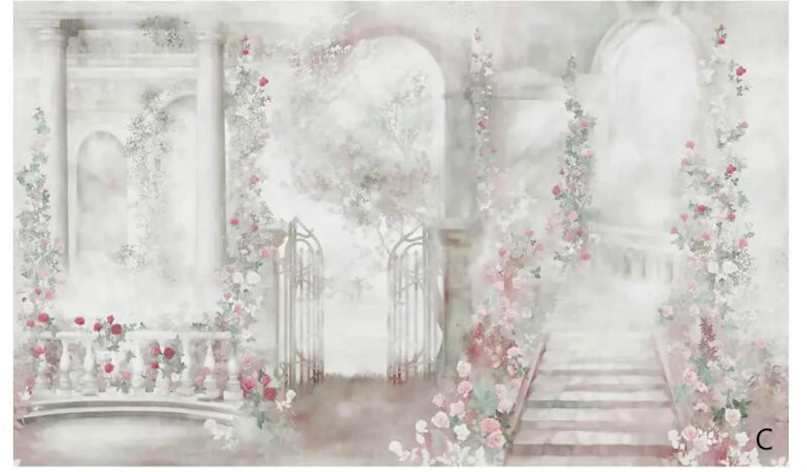 Abstract Oil Painting Palace Roman Column Garden Wallpaper - Etsy Australia