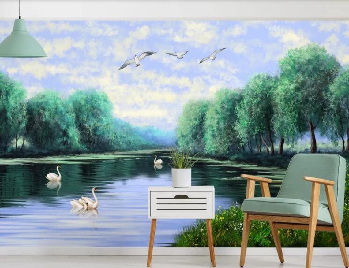 Oil Painting Countryside Rural Landscape Wallpaper Wall Mural - Etsy