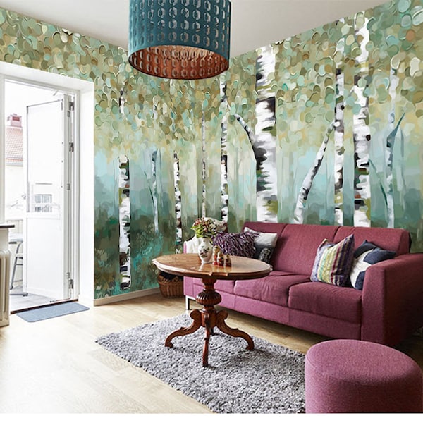 Birch Tree Wall Mural - Etsy