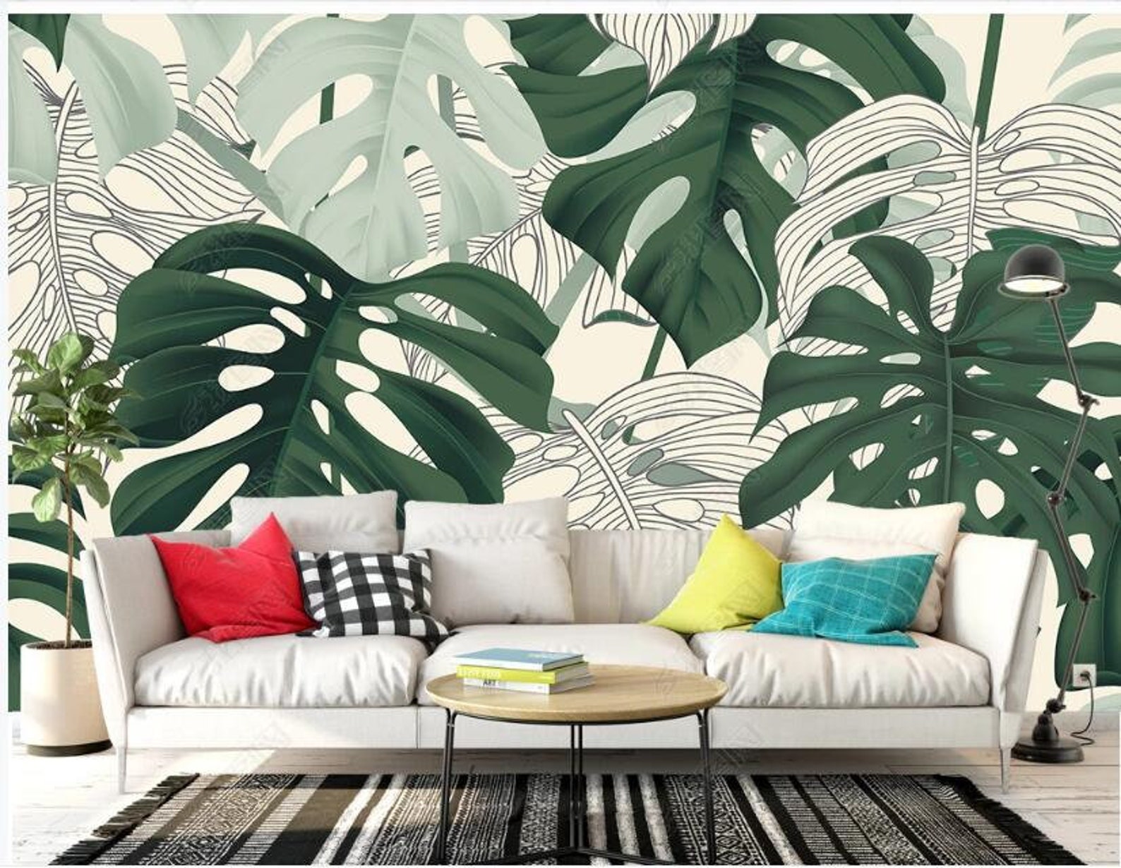 Several Giant Tropical Rainforest Leaves Wall Mural Wallpaper | Etsy