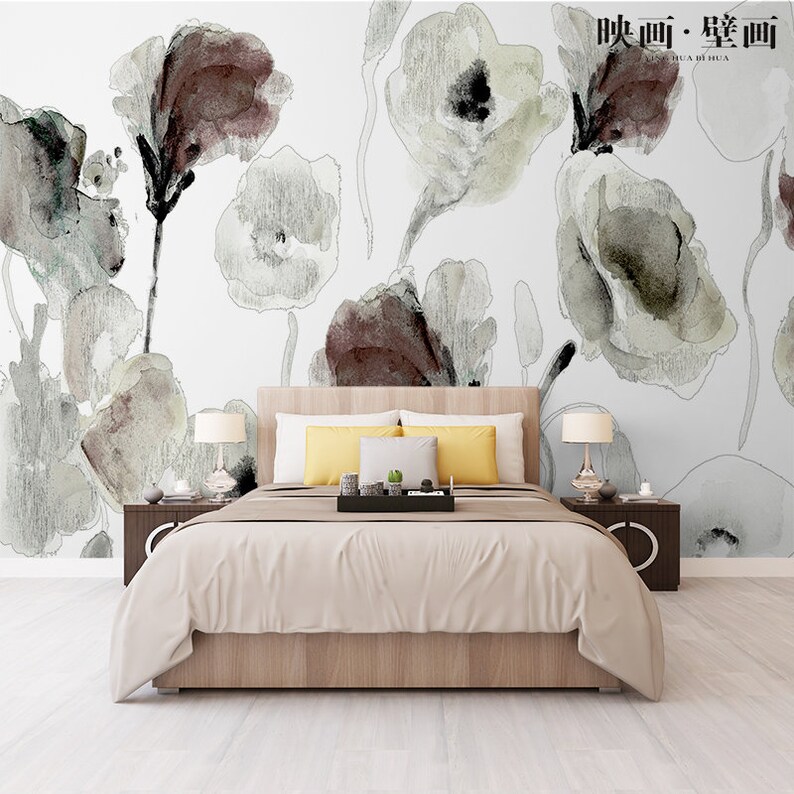 Abstract Poppy Flowers Floral Wallpaper Wall Mural Unique - Etsy