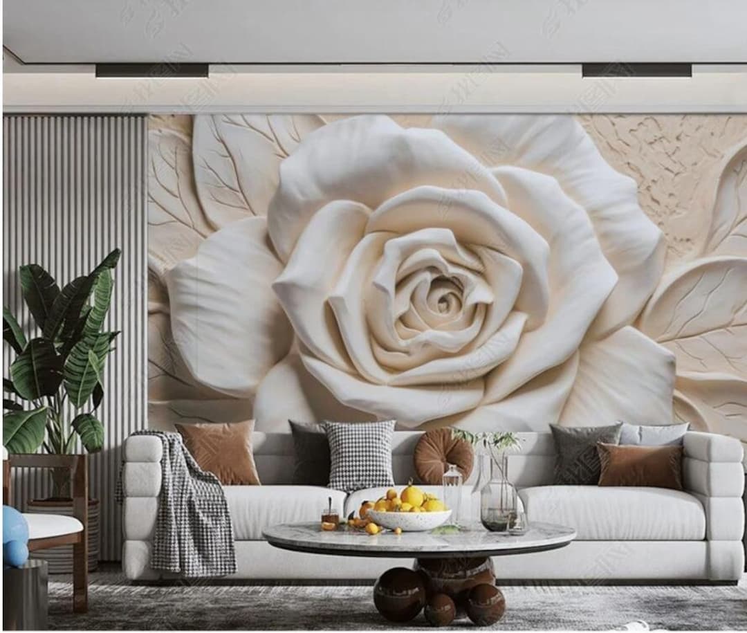 3D Rose Flower Wallpaper Mural Wall Decor - Etsy