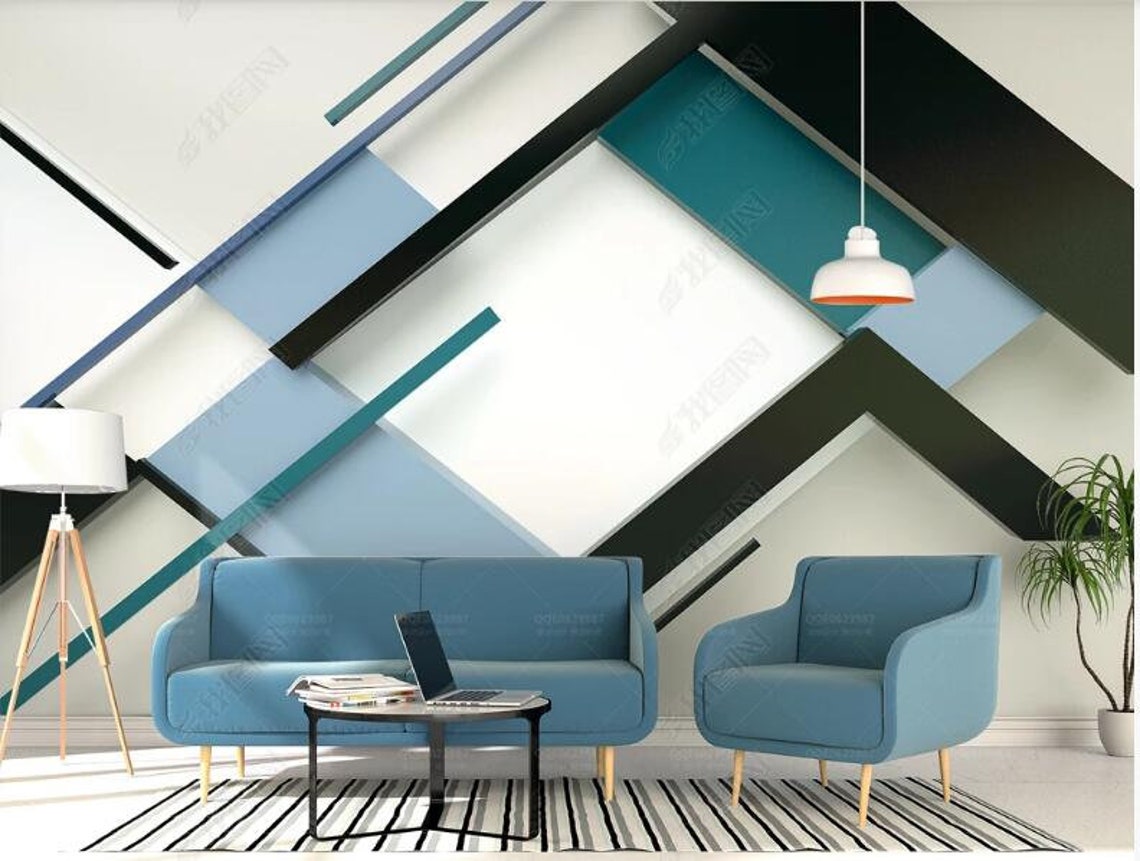 3D Geometric Wallpaper Wall Mural Unique 3D Geometric Wall | Etsy
